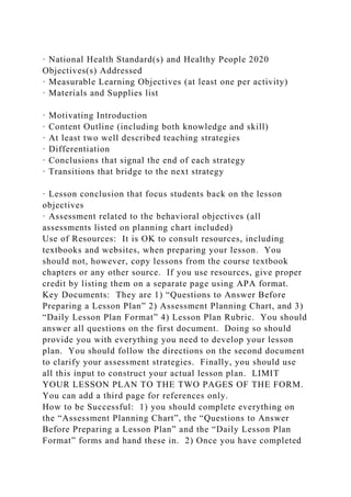 Lesson Plan Rubric with Criteria Directions Use the rubric belo.docx