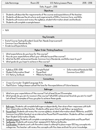 Sample: Lesson Plans | PDF