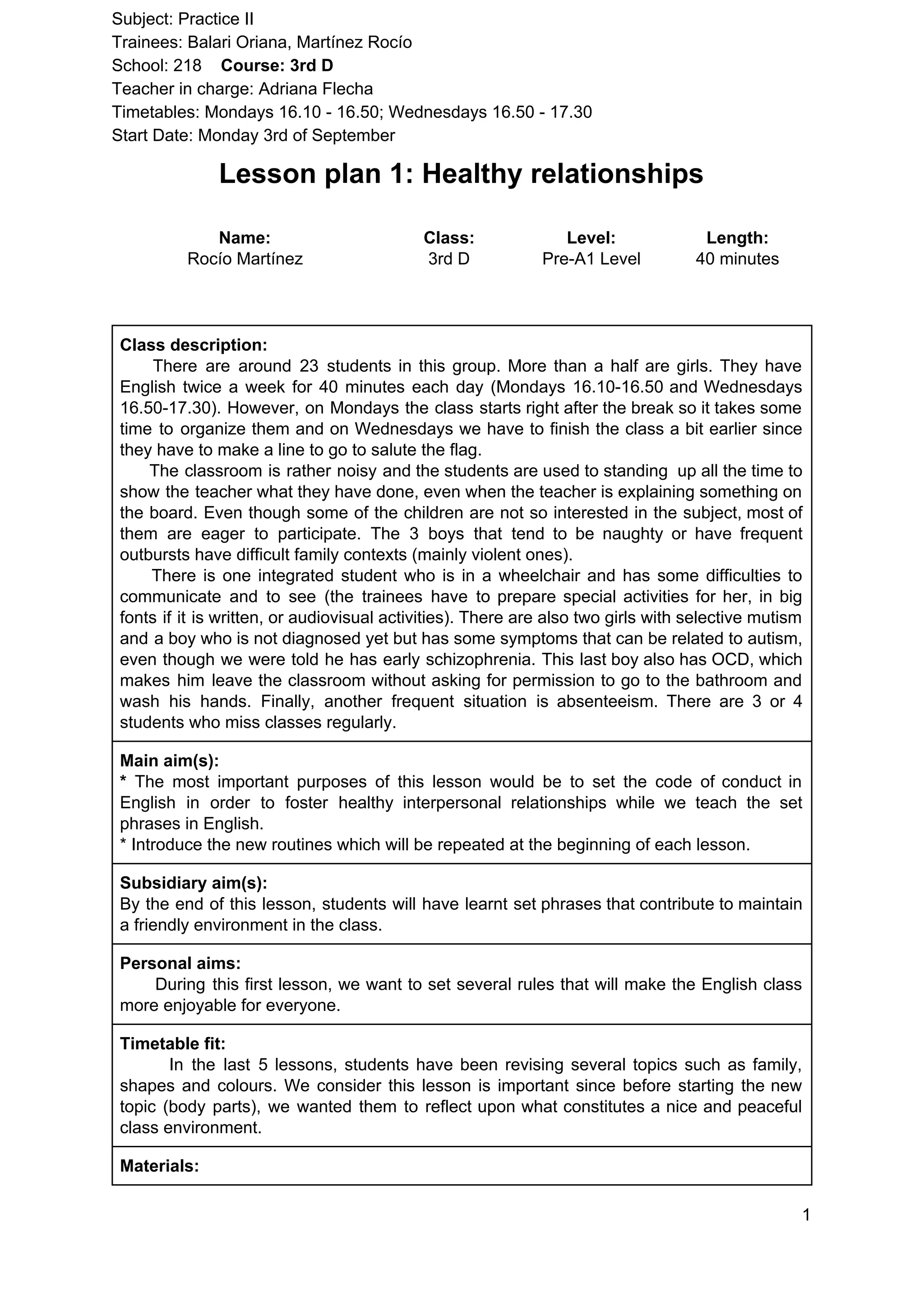 Lesson plans 1 and 2 - School 218 | PDF