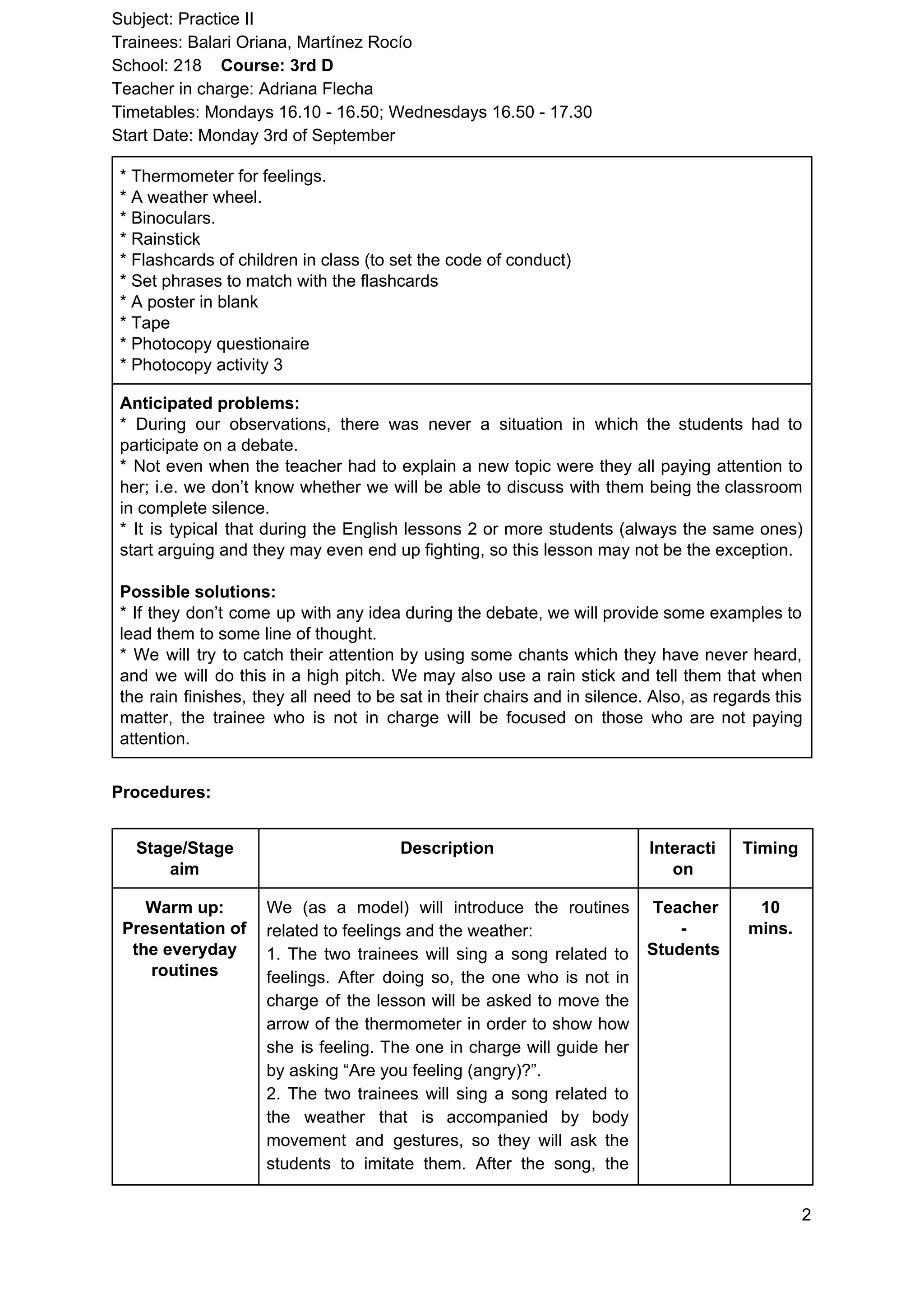 Lesson plans 1 and 2 - School 218 | PDF