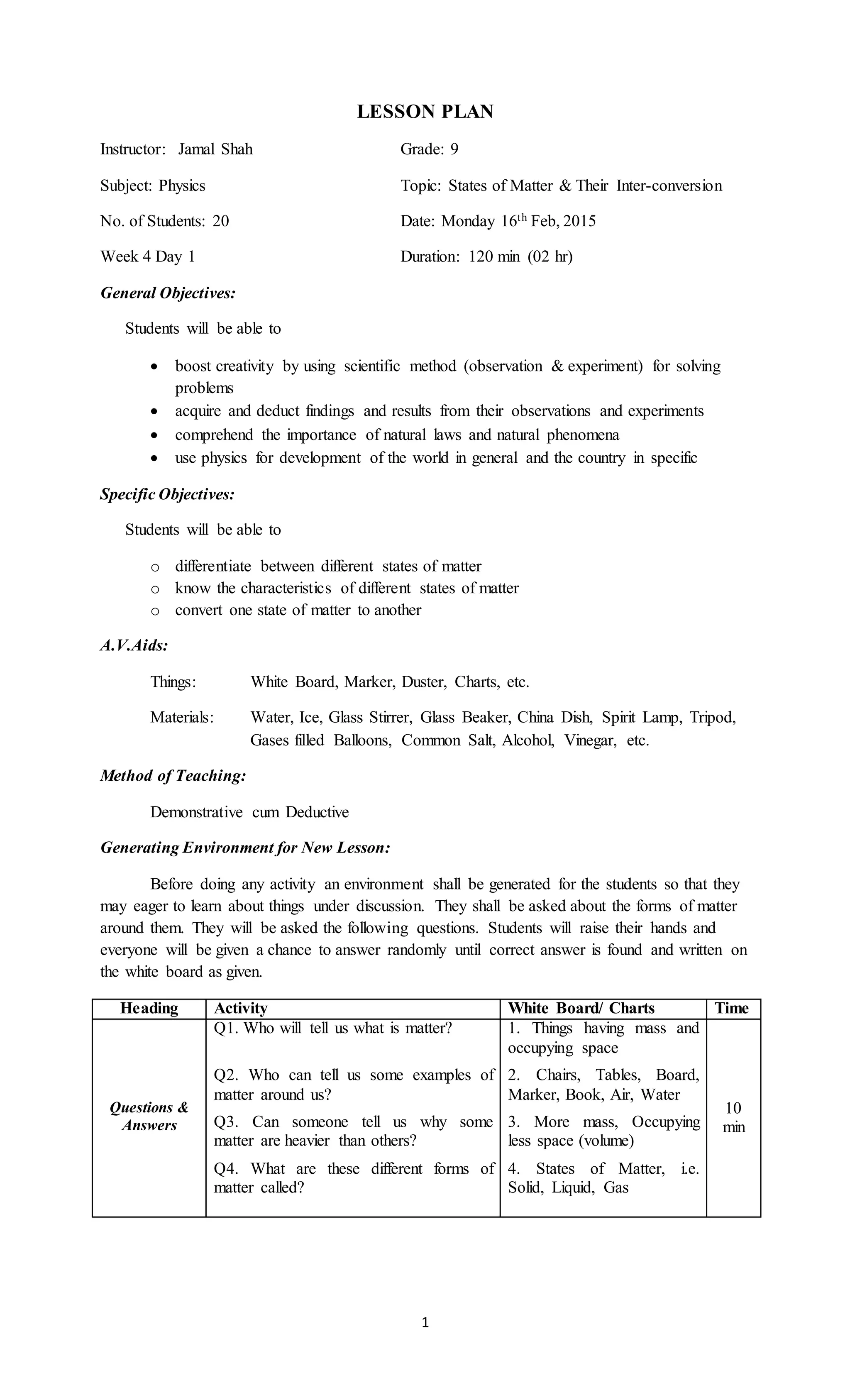 Lesson Plan JamShah | DOCX