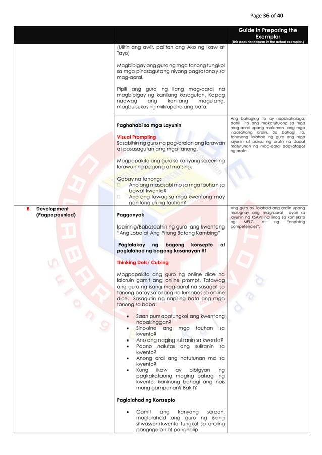Lesson Plan Sample Lesson Exemplars 0001 | PDF