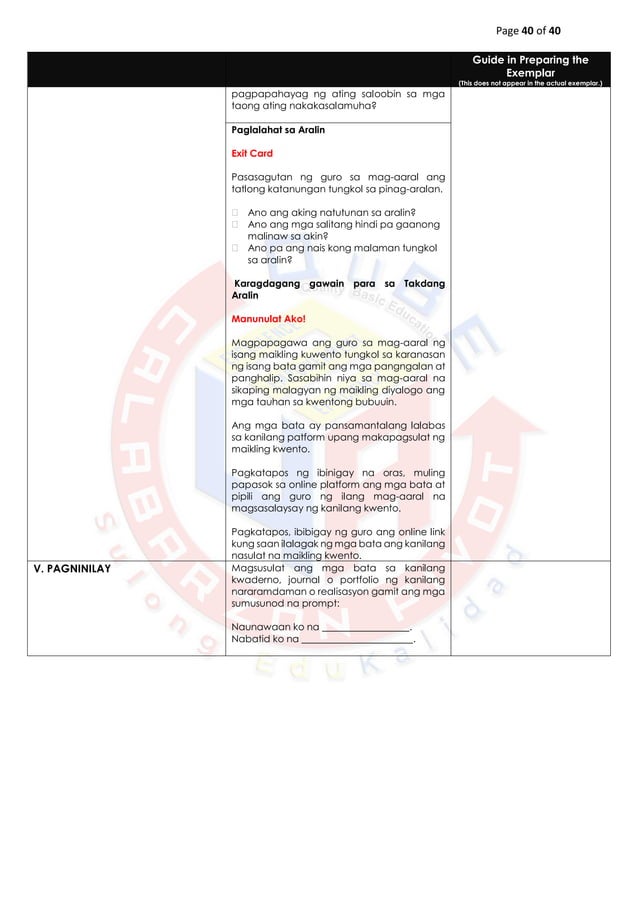 Lesson Plan Sample Lesson Exemplars 0001 | PDF