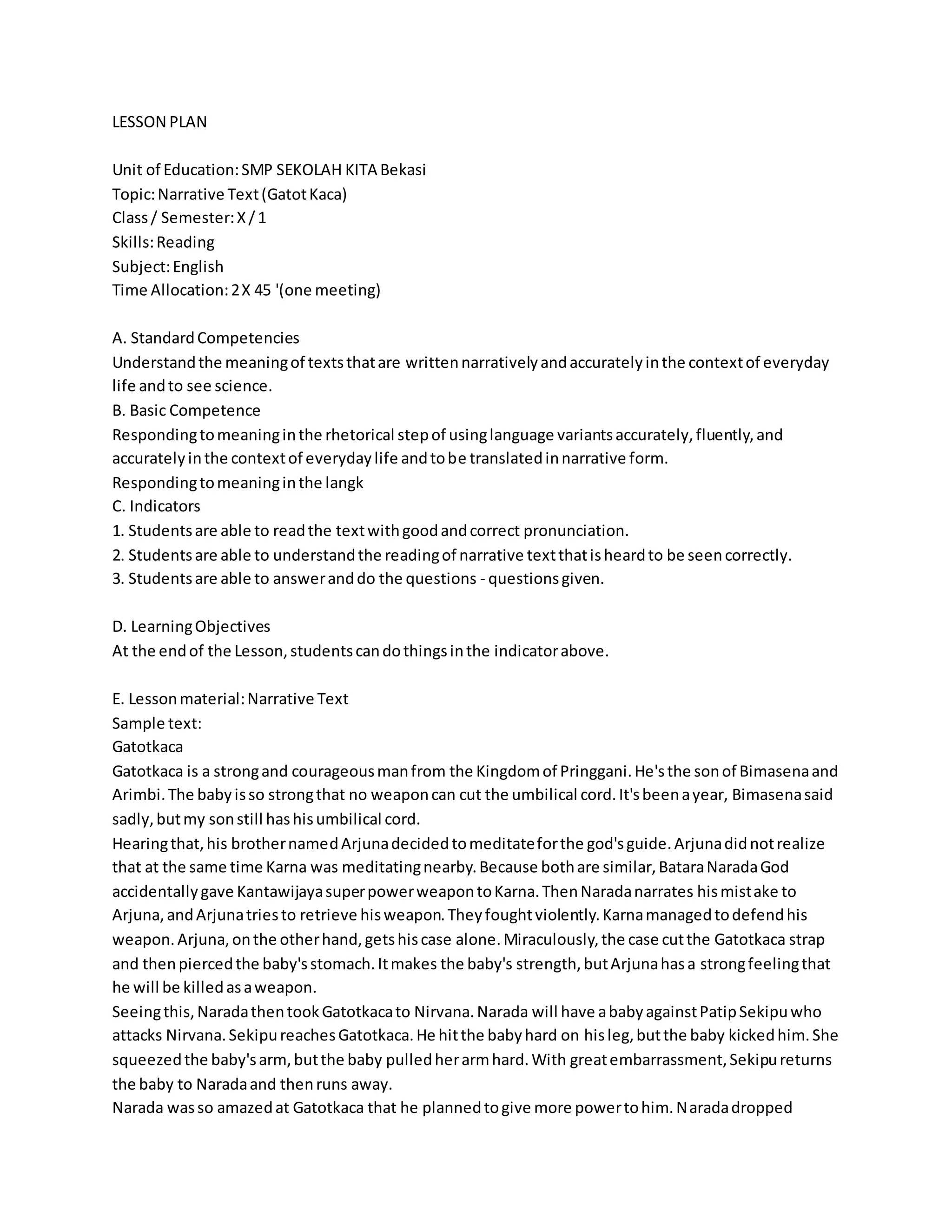 Lesson plan sandra 1 | PDF