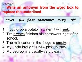 Lesson plans antonyms | PPTX