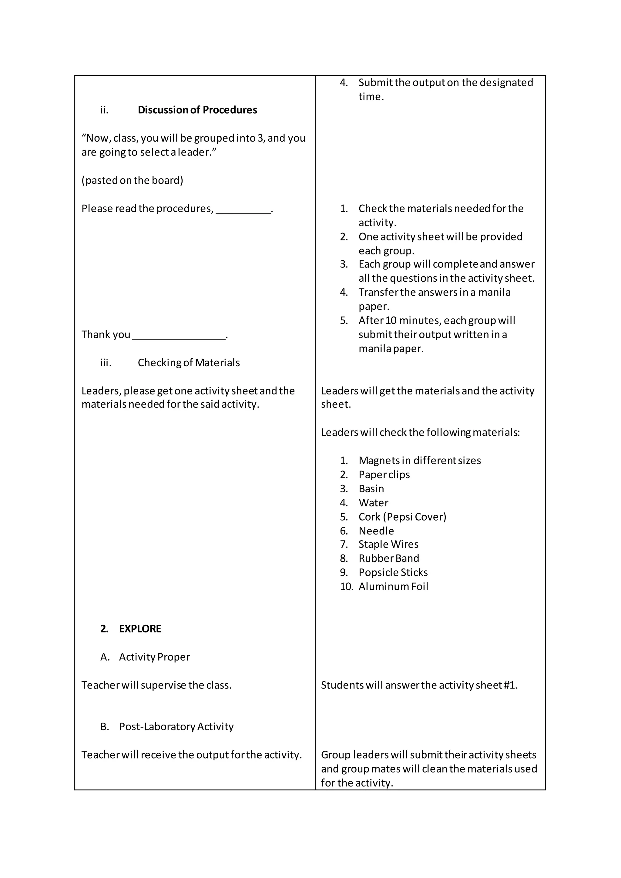 Lesson plan science magnetism | DOCX