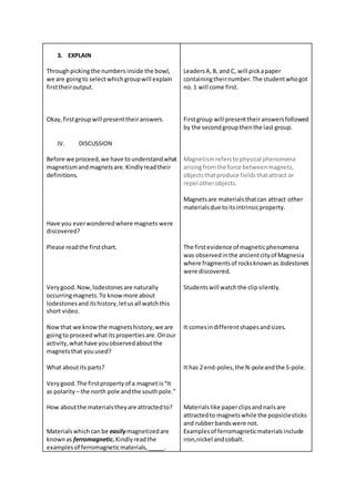 Lesson plan science magnetism | DOCX