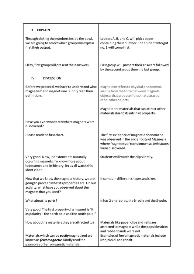 Lesson plan science magnetism | DOCX