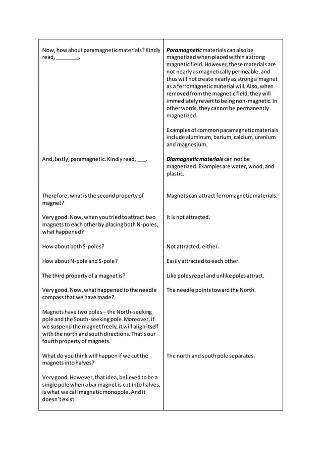 Lesson plan science magnetism | DOCX