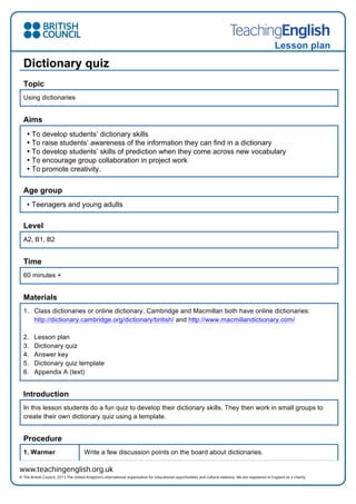 Lesson plan secondary_dictionary_skills | PDF