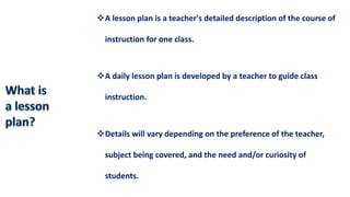 Lesson plan setting aims and objectives | PPT