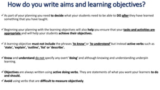 Lesson plan setting aims and objectives | PPT