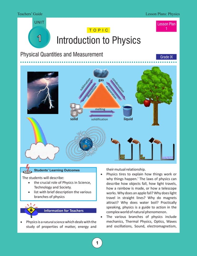 Lesson plans for Physics Grade 9 | PDF