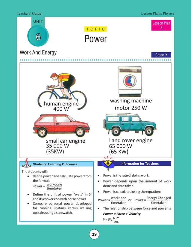 Lesson plans for Physics Grade 9 | PDF