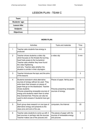 Lesson plans - Future school | PDF