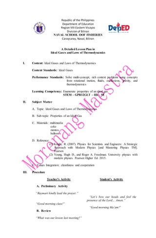 Sample Detailed Lesson plan in Physical Science (Senior High) | DOCX