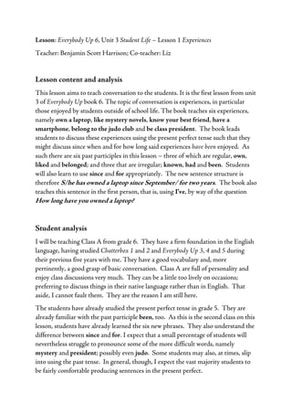 Lesson Plan Experiences | PDF