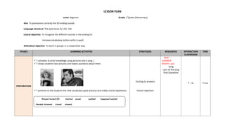 Lesson plan simple past | DOCX