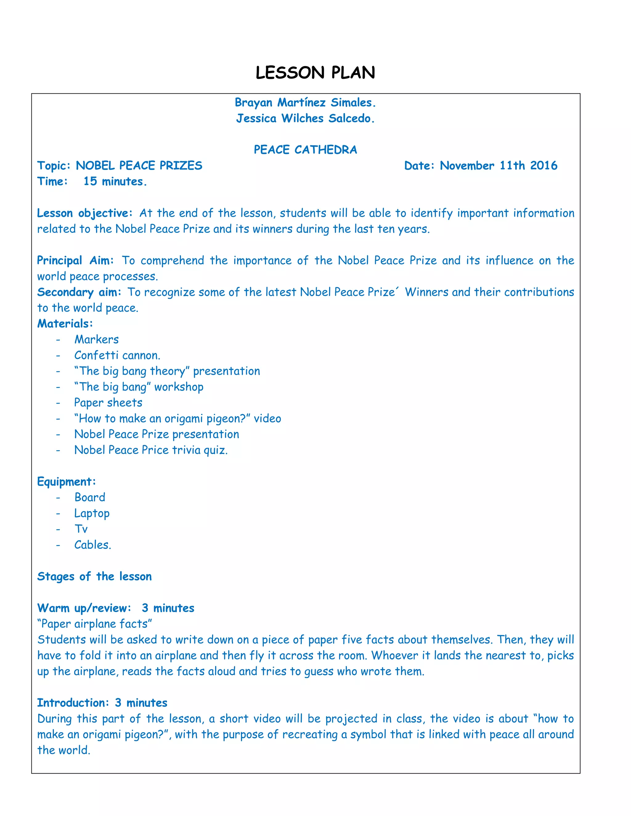 Lesson plans English For Specific Purposes | PDF