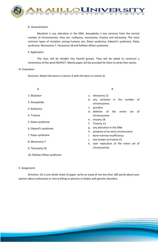 Semi-detailed Lesson Plan in Biology (MutationV1TeacherCentered) | DOCX
