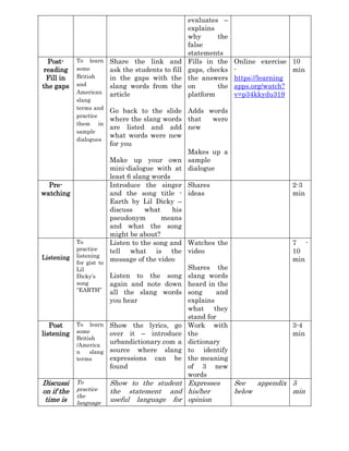Lesson plan slang | PDF