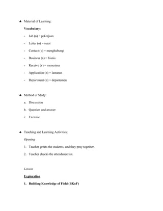 Lesson plan smk | DOCX