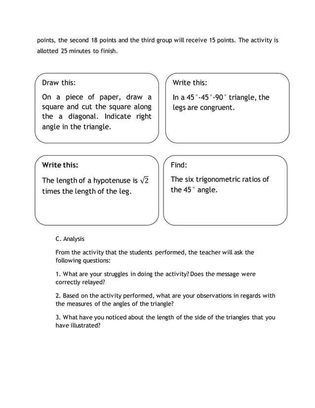 Lesson plan special angles | DOCX | Homework and Study | Education