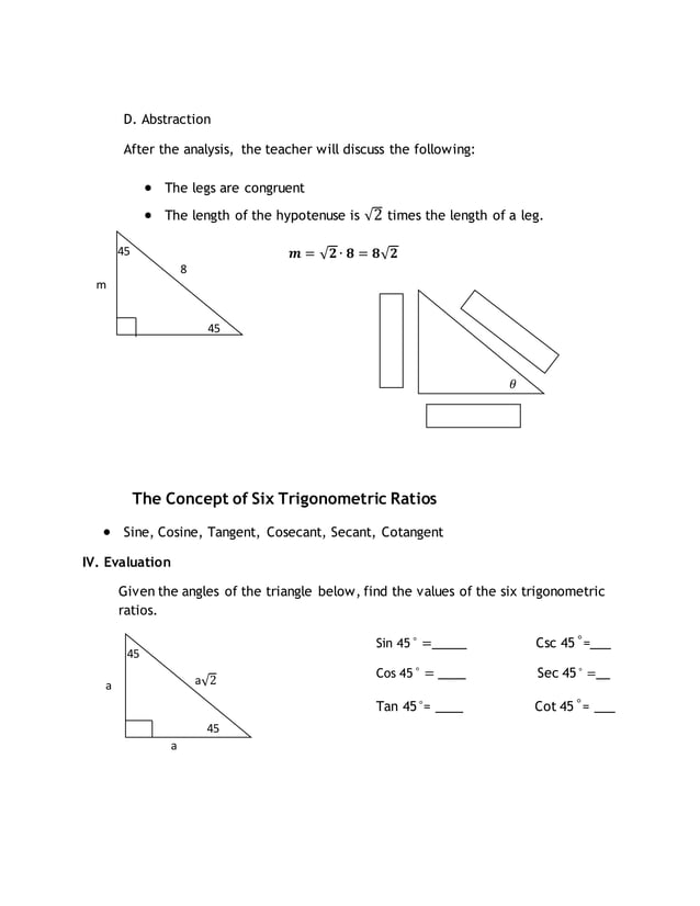 Lesson plan special angles | DOCX | Homework and Study | Education