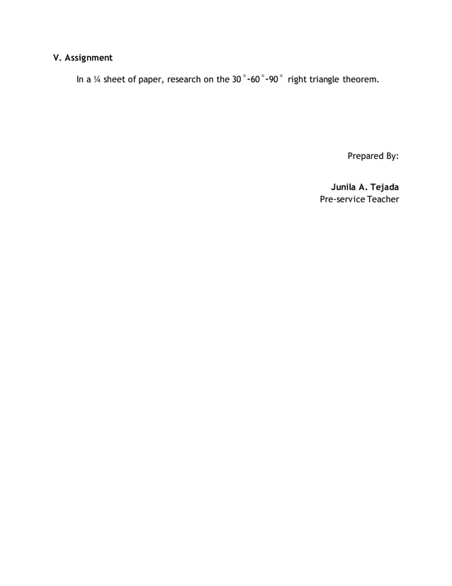 Lesson plan special angles | DOCX | Homework and Study | Education