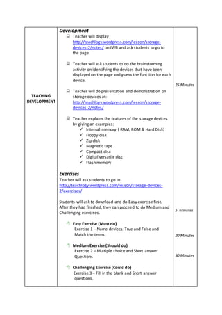 Lesson plan storage devices(latest) | DOCX | Data Storage and ...