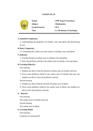Lesson plan surface area | DOCX