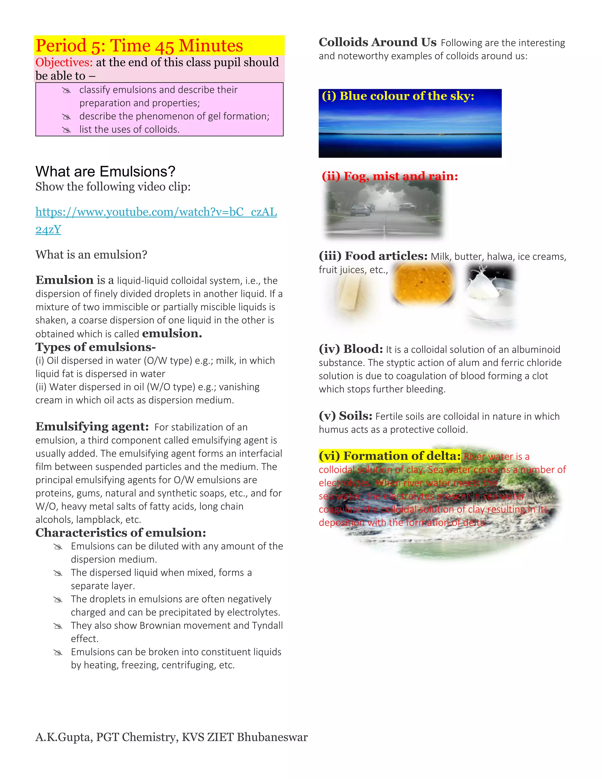 Lesson Plan Surface Chemistry Class XII , CBSE | PDF