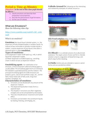 Lesson Plan Surface Chemistry Class XII , CBSE | PDF