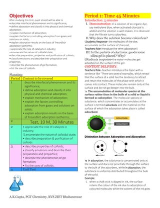 Lesson Plan Surface Chemistry Class XII , CBSE | PDF