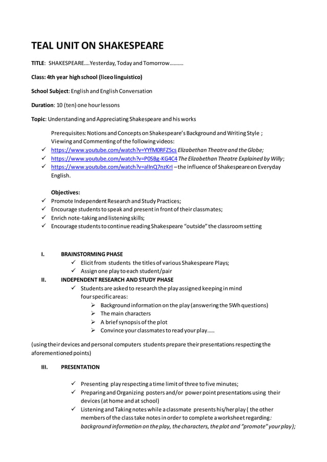 Lesson plan teal for english | PDF