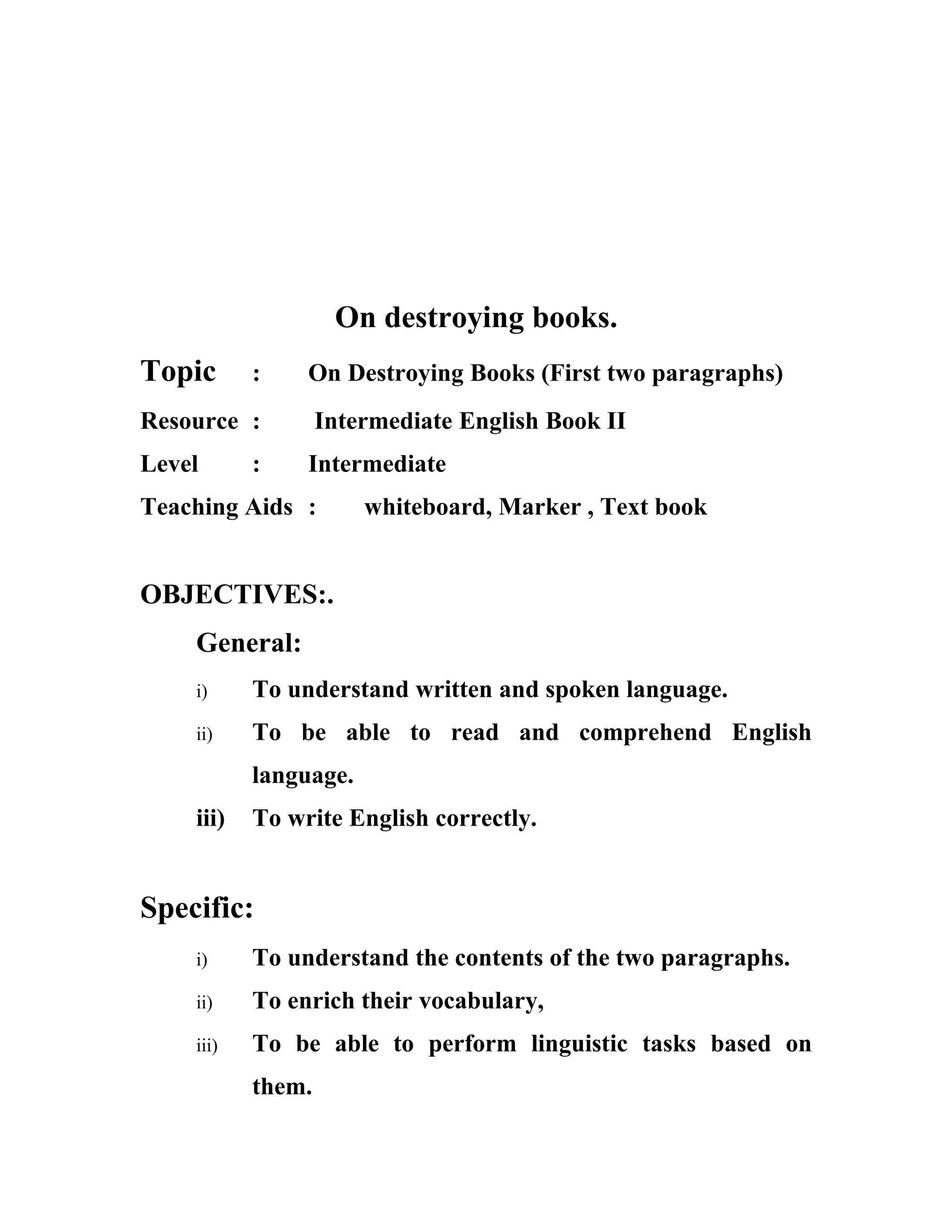 Lesson plan tefl | DOC