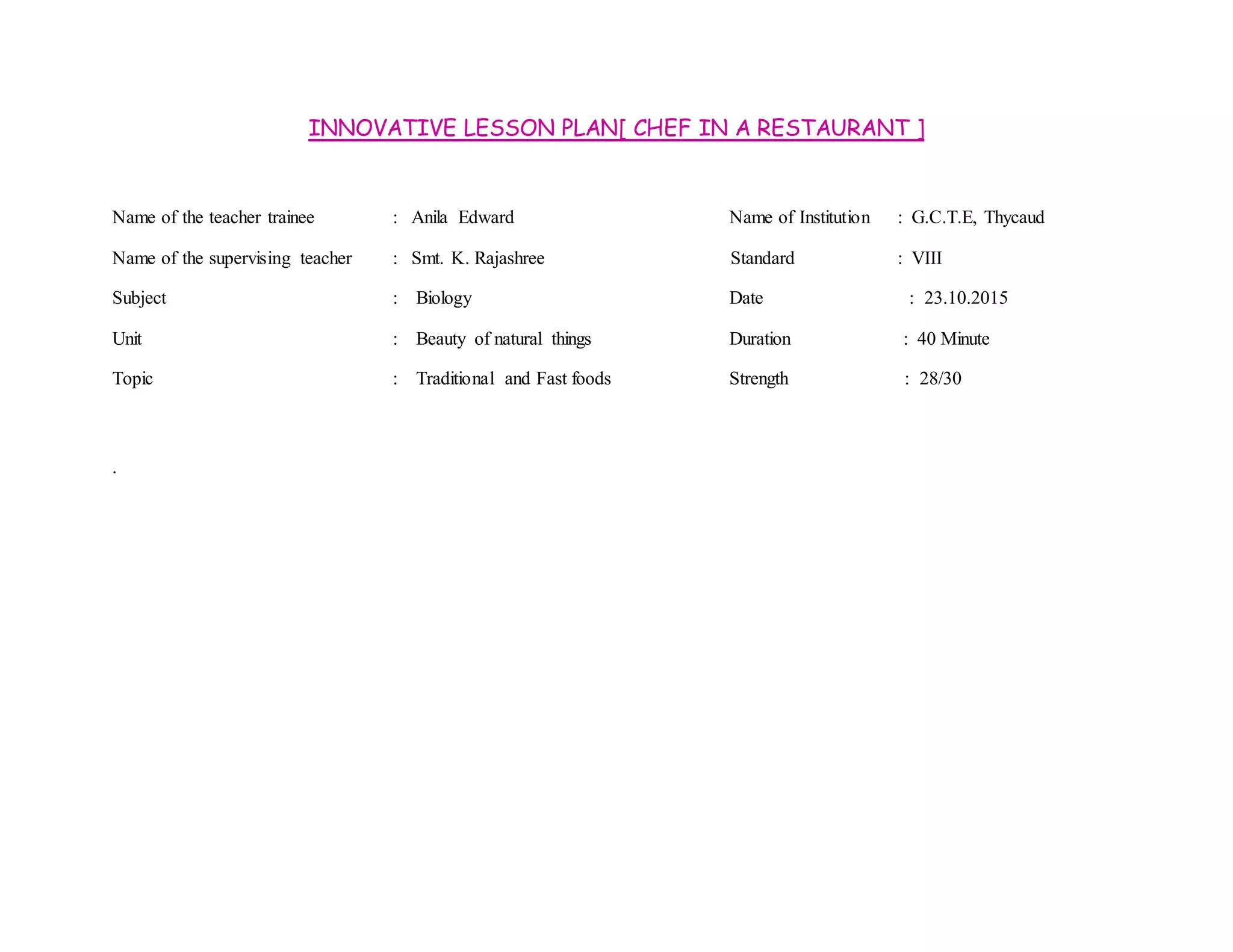 Innovative Lesson plan template | PPT