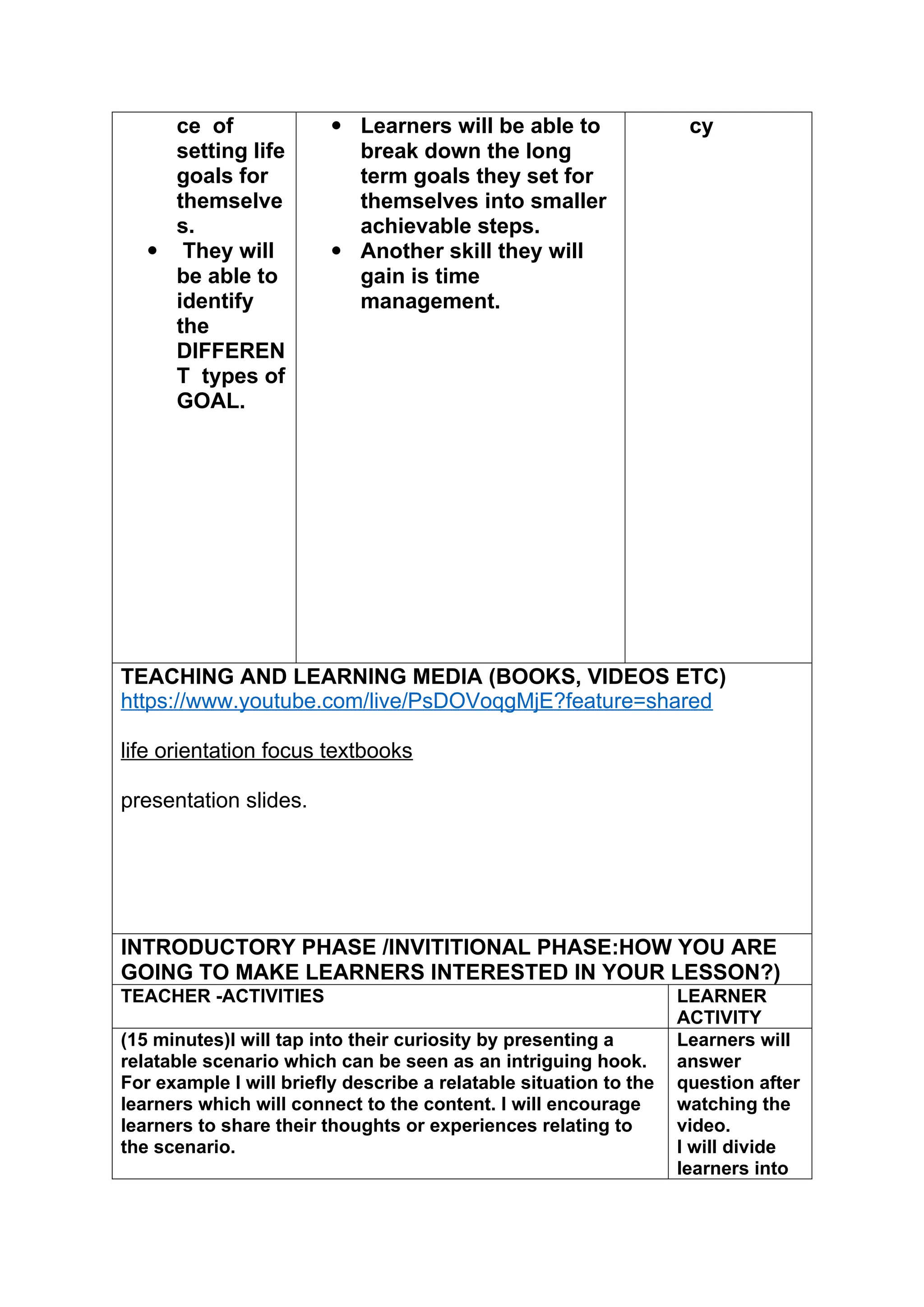 my life orientation lesson plan that i did couple months ago | DOCX ...