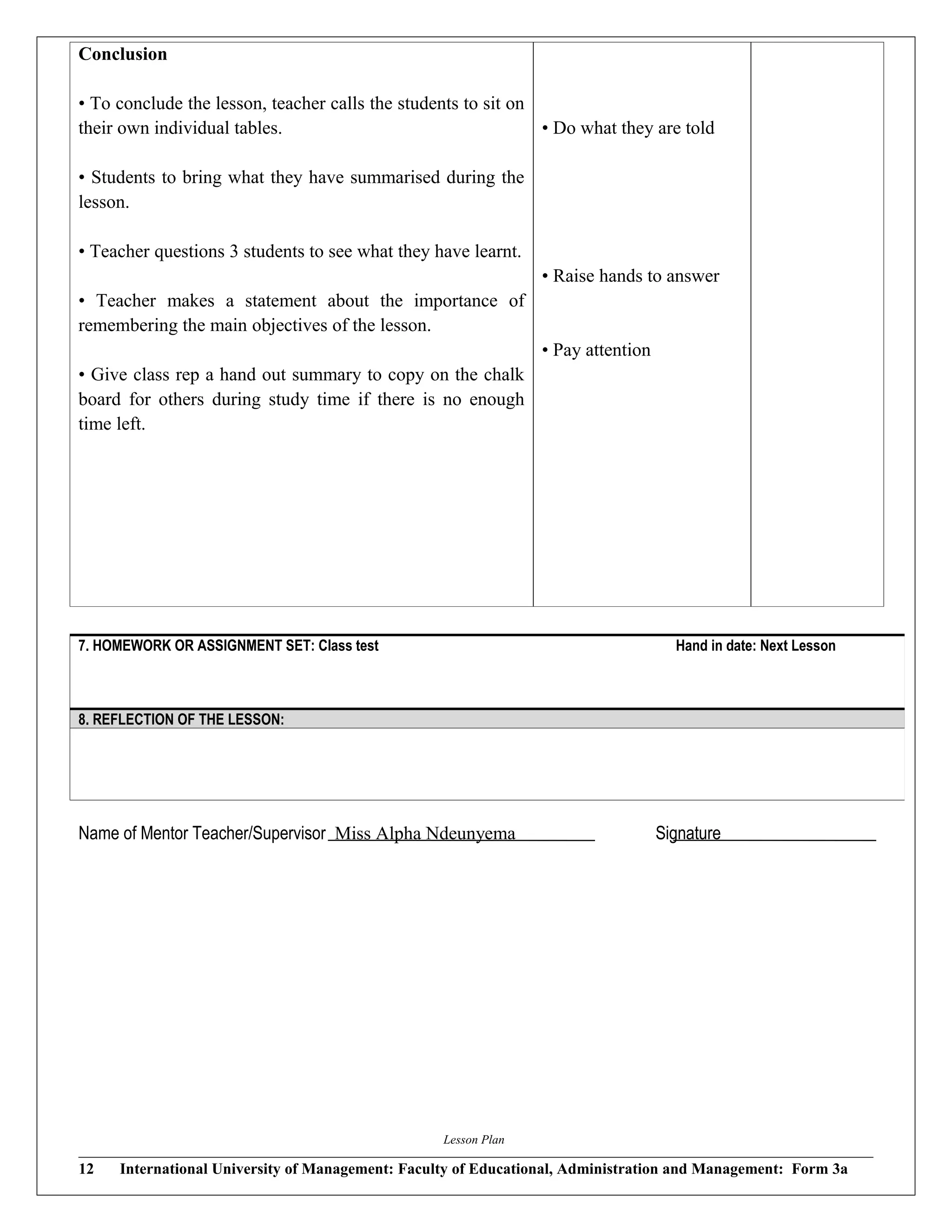 Lesson plan template Economics grade 12 | DOC