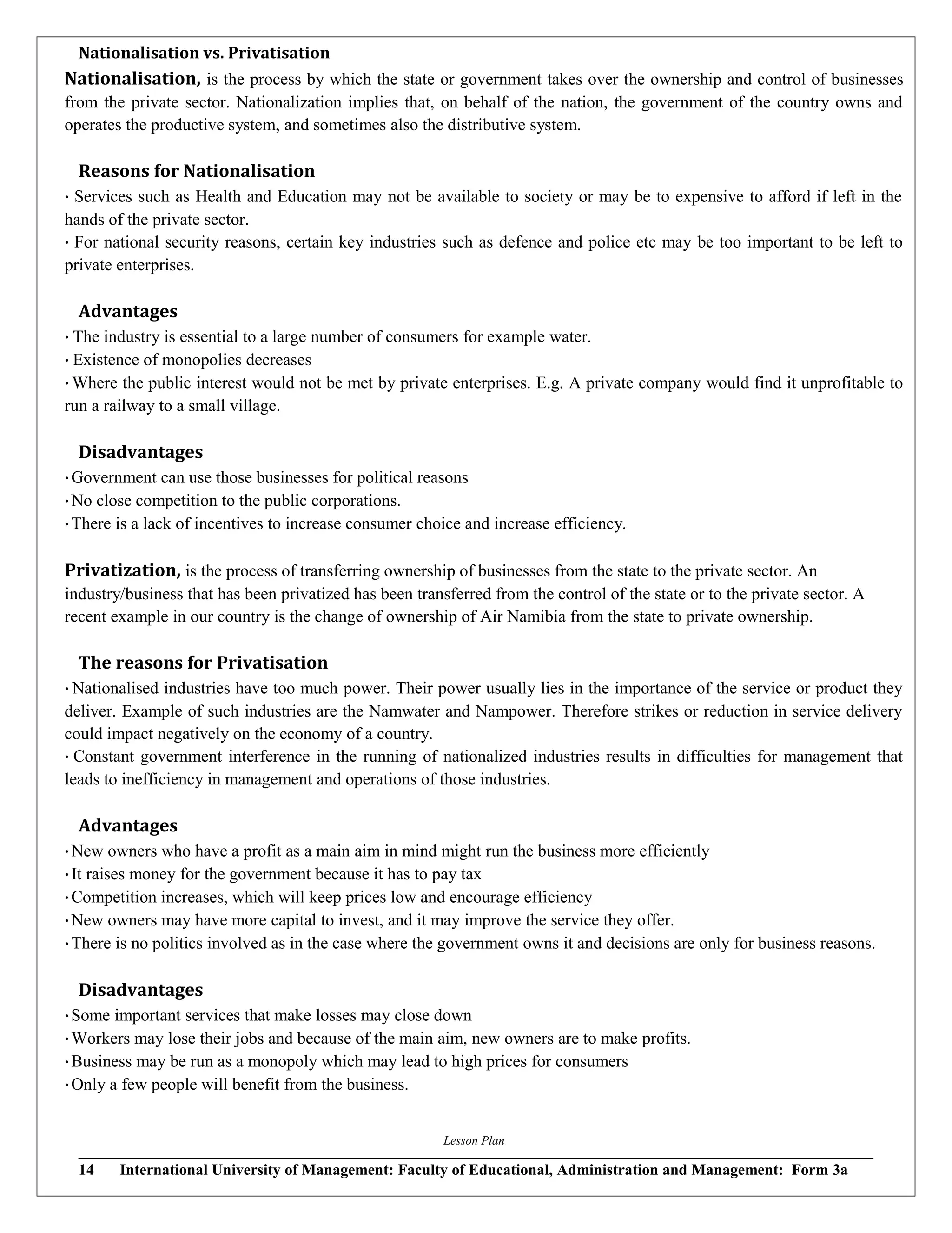 Lesson plan template Economics grade 12 | DOC
