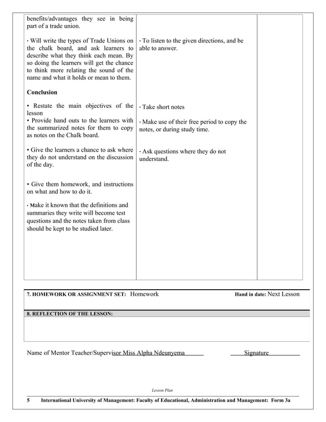 Lesson plan template Economics grade 12 | PDF