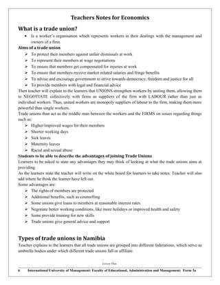 Lesson plan template Economics grade 12 | DOC