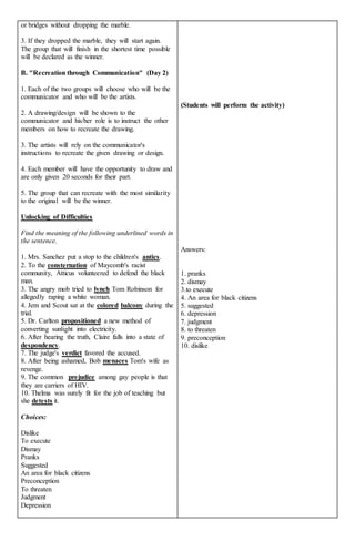 Lesson plan "To kill a mockingbird" | PDF