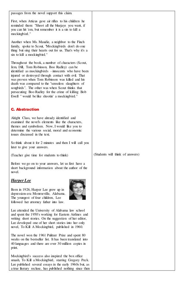 Lesson plan "To kill a mockingbird"