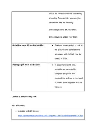 Lesson plan 3 & 4 (tuesday 27 and wednesday 28) | DOCX