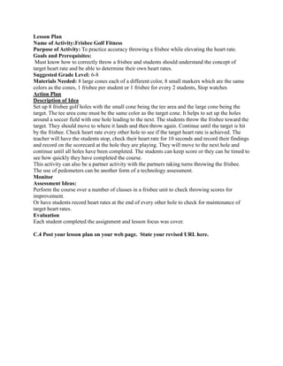 Lesson plan url | DOCX | Golf | Sports