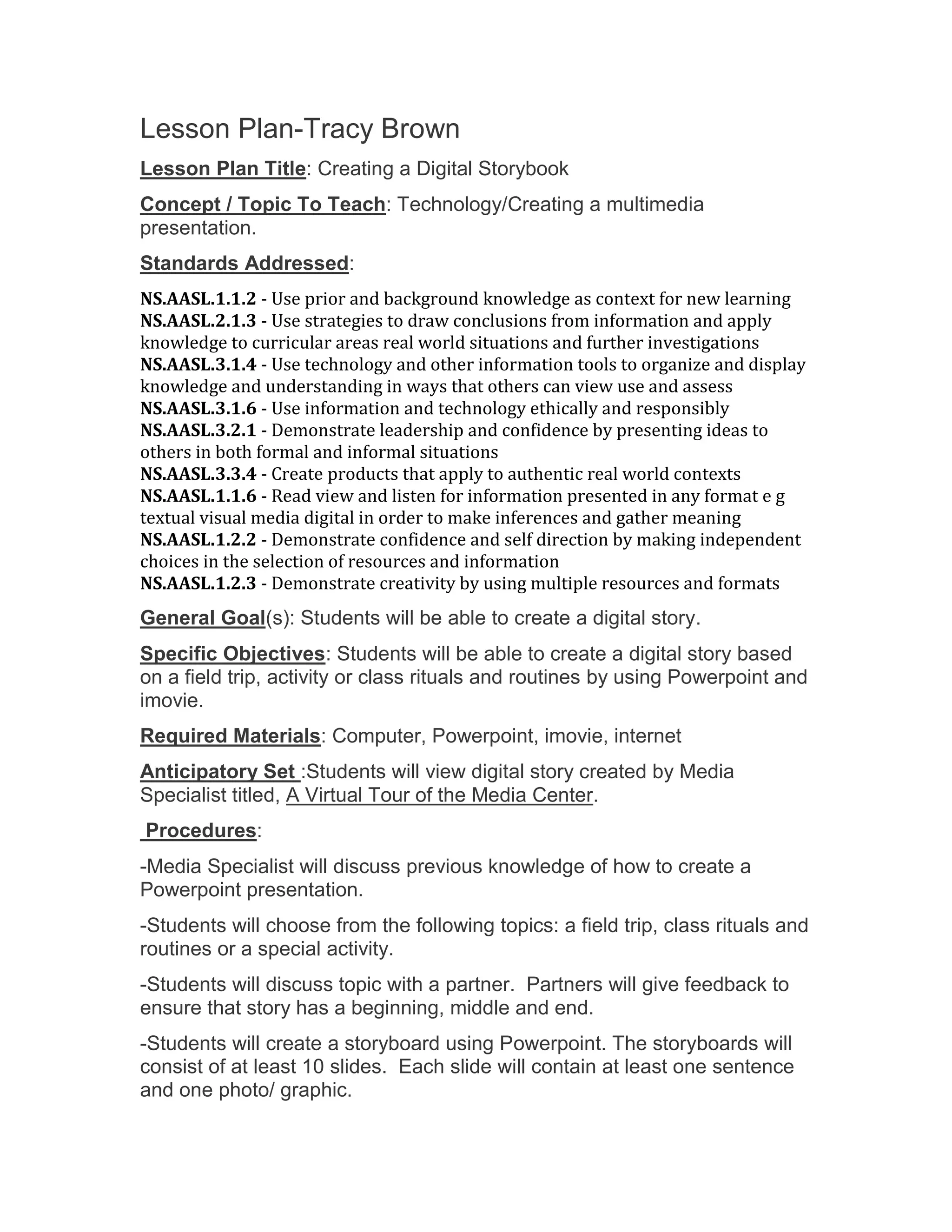 Lesson plan virtual tour media ctr 1 | PDF