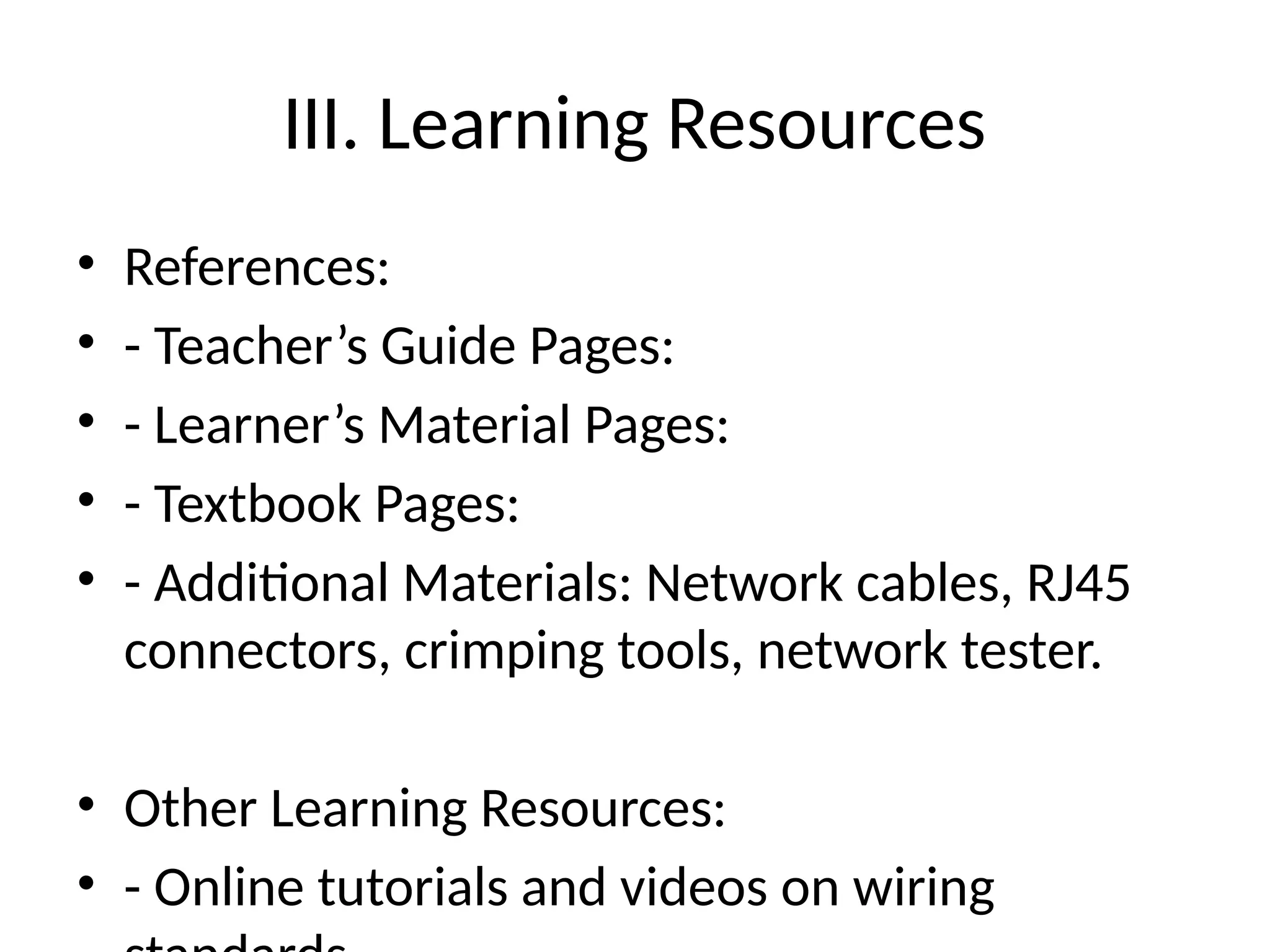 lesson plan in computer systems servicing wiring standard | PPT