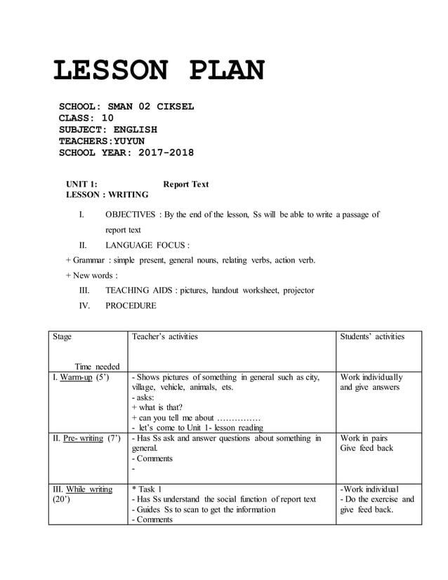 Lesson plan writing | PDF