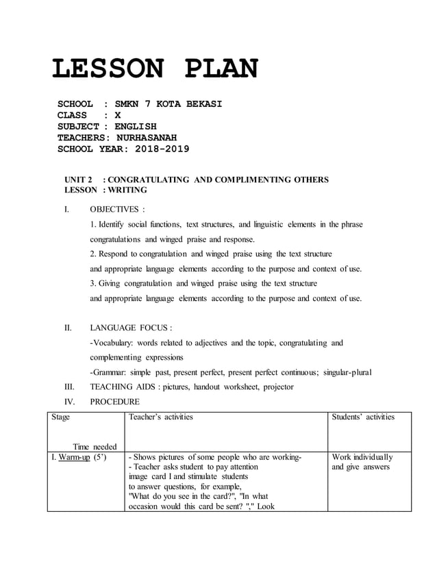Lesson plan writing | PDF